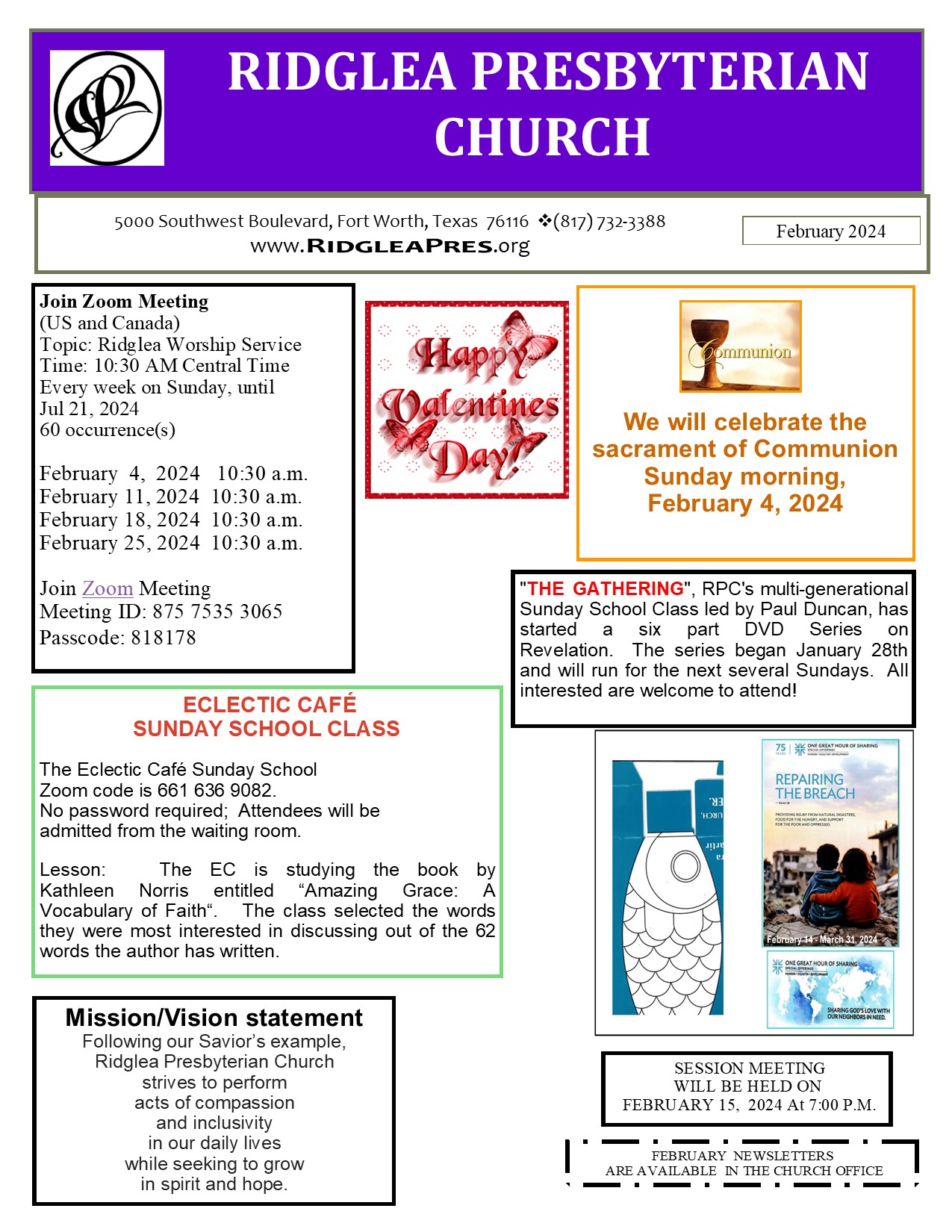 February 2024 Newsletter – Ridglea Presbyterian Church