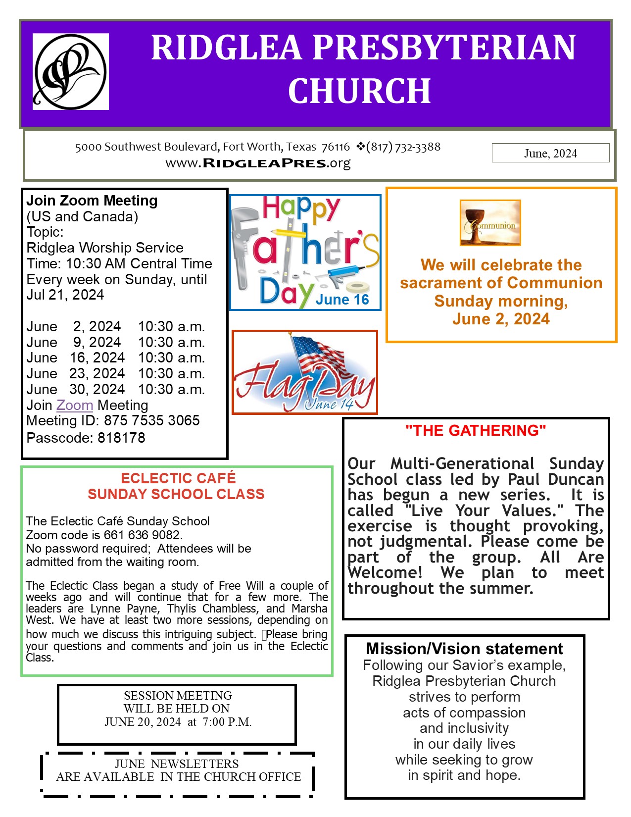 August 2021 Newsletter – Ridglea Presbyterian Church