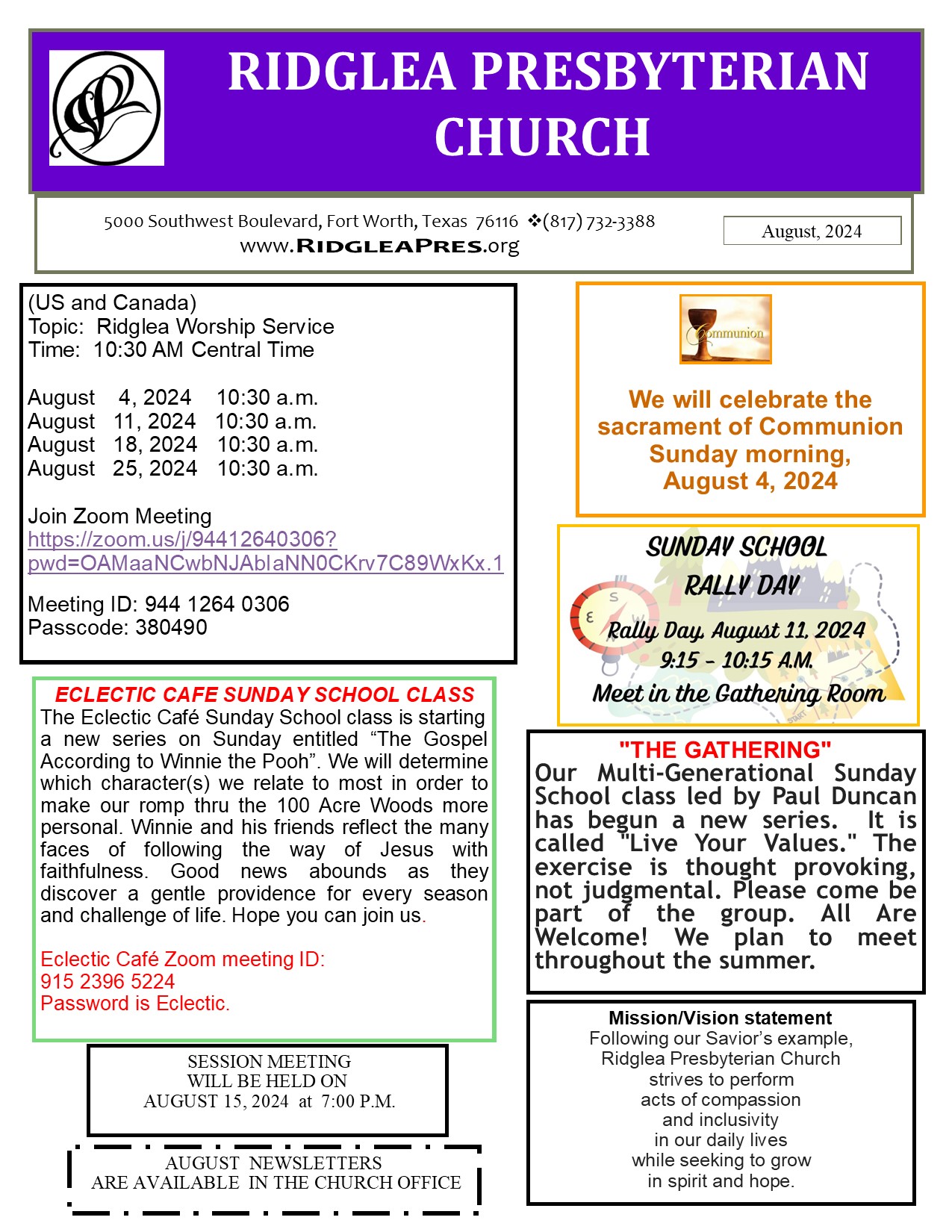 December, 2024 Newsletter – Ridglea Presbyterian Church